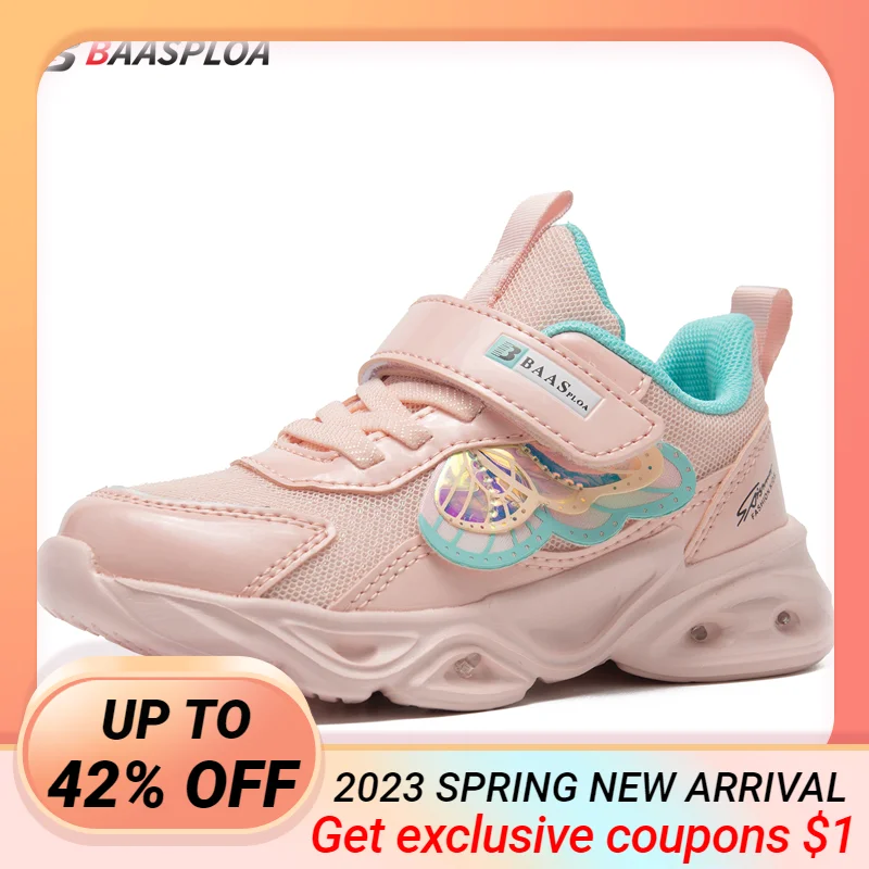 2023 Baasploa Girls Running Shoes Breathable Mesh Casual Sneakers ...