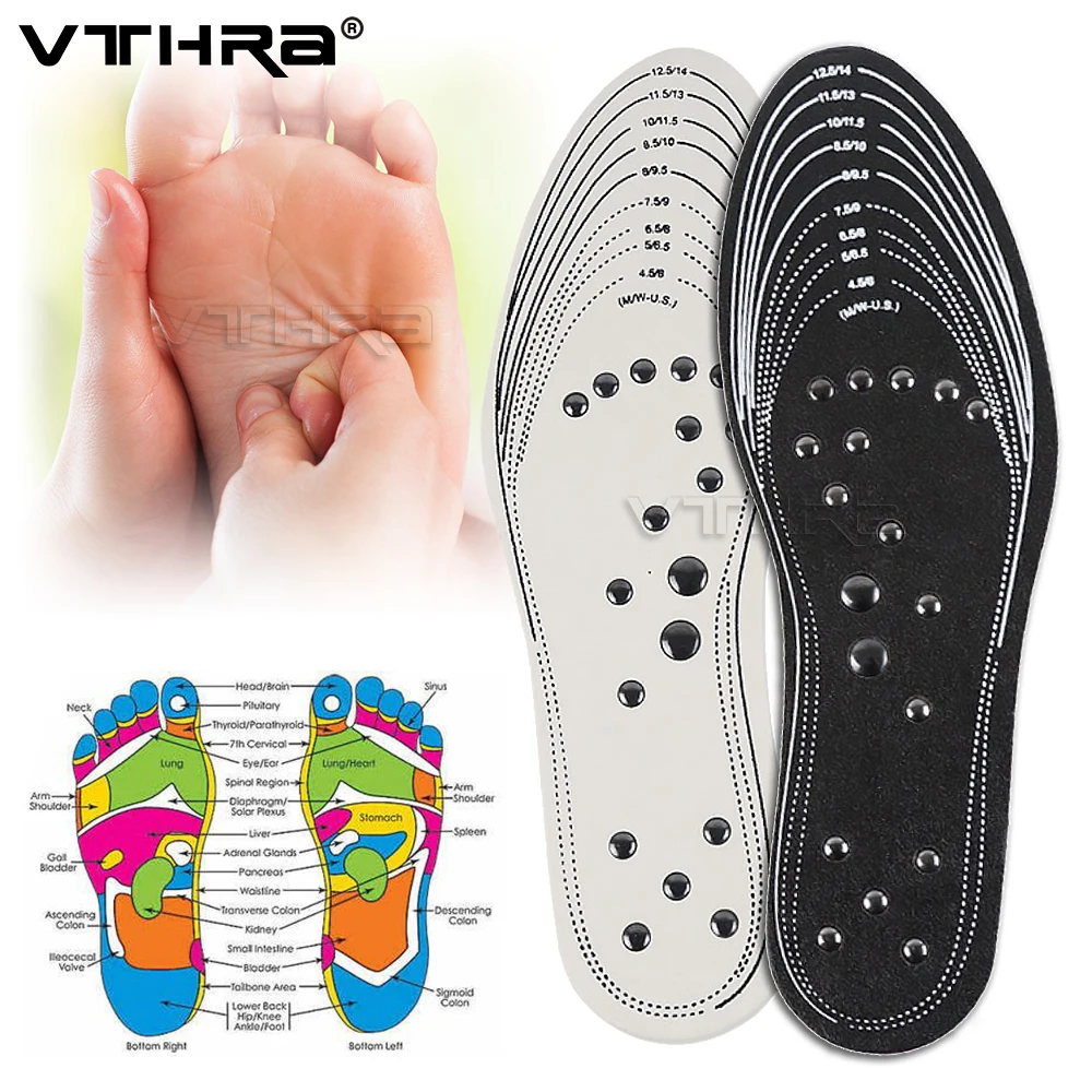 Health Magnetic Acupressure Massage Insoles 18 Magnets Foot Therapy ...
