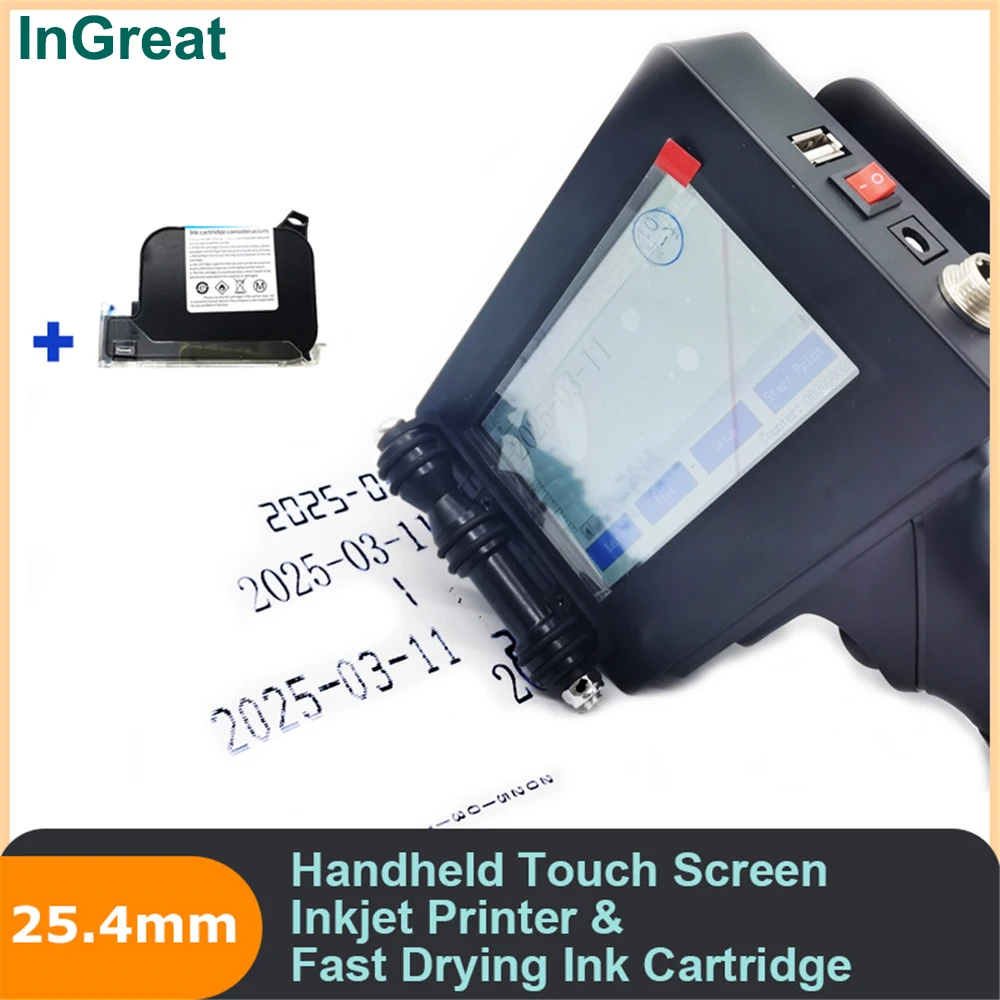 25.4mm Handheld Portable Intelligent Inkjet Printer Label Print Touch ...