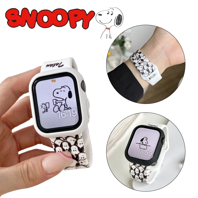 Snoopy banda de relógio dos desenhos animados silicone cinta para apple ...