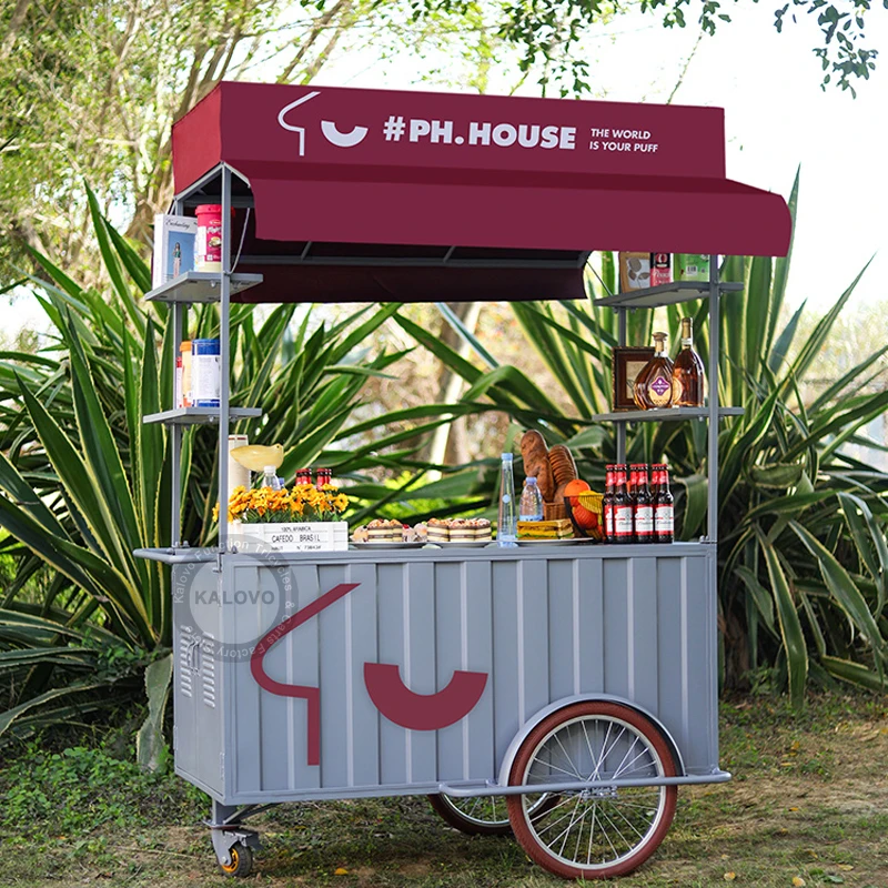 Steel Hand Push Food Cart Bakery Food Cart Trailer For Sale Coffee ...