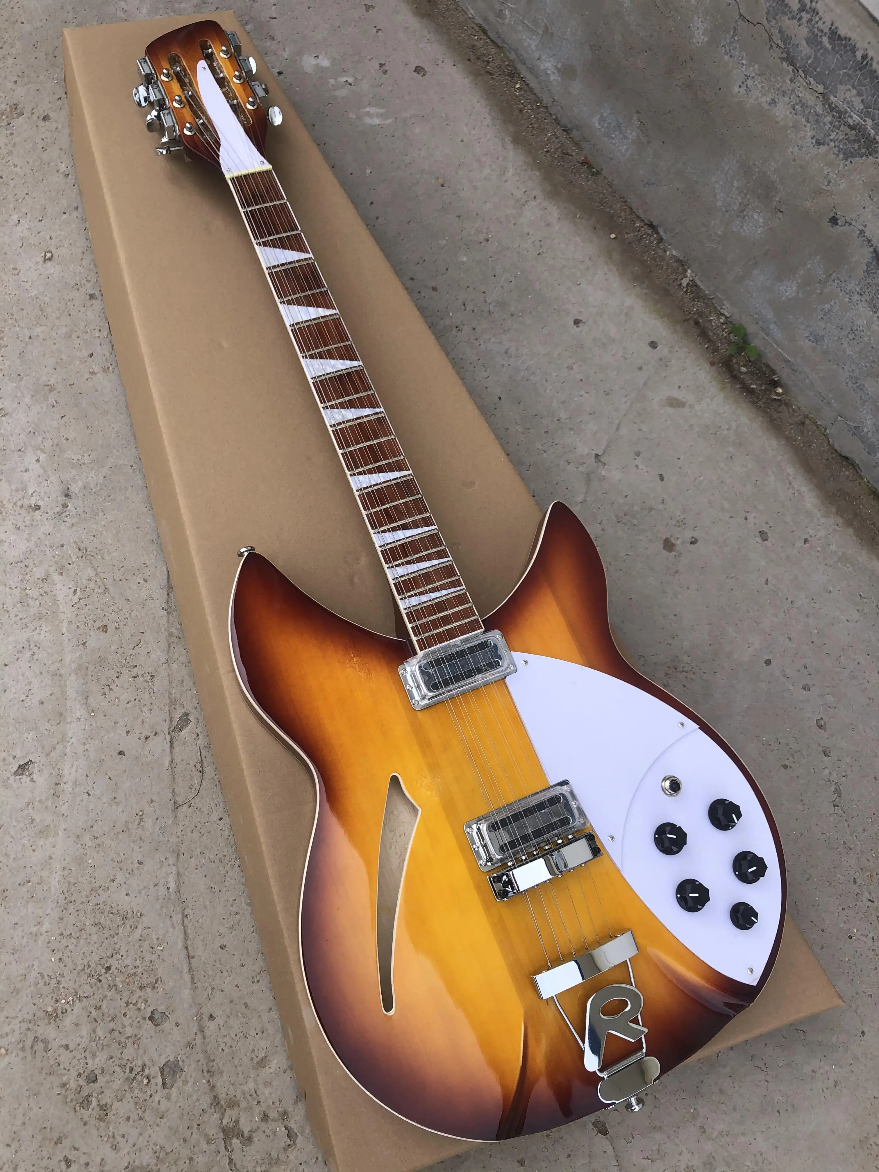 Half-Hollow-Body-Sunburst-Electric-Guitar-Customizable-Colors-12 ...