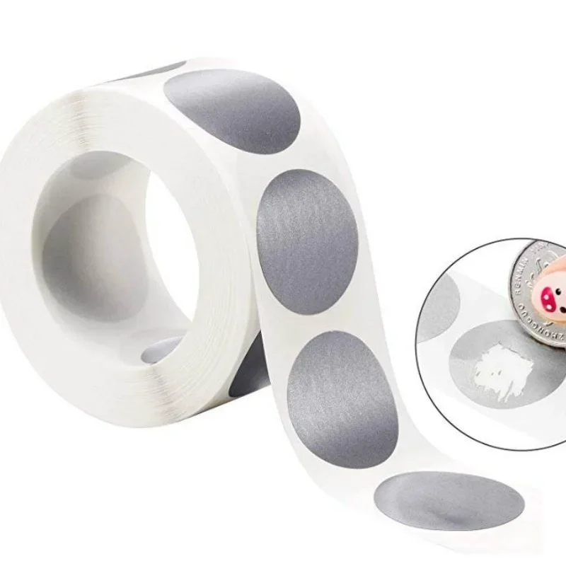 Rollo-de-pegatinas-redondas-plateadas-para-rascar-etiquetas-adhesivas ...