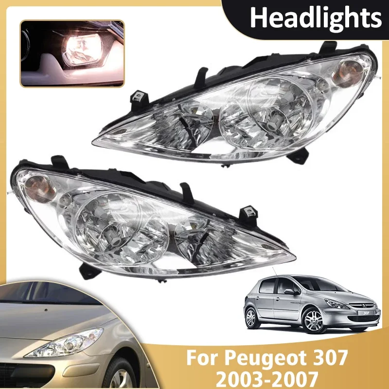 For-Peugeot-307-2003-2004-2005-2006-2007-Front-Halogen-Headlight ...