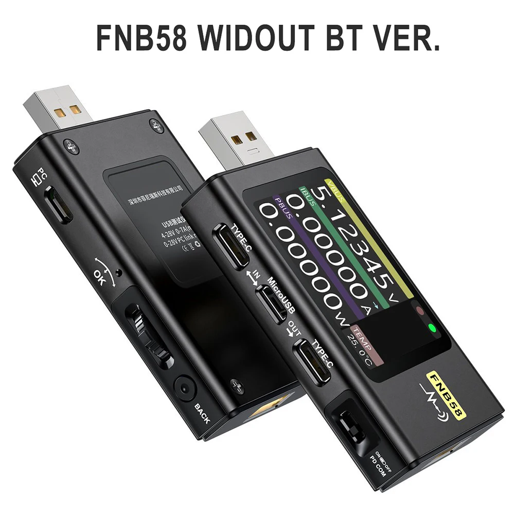 FNB58 트리거 전압계 전류계 전류 및 전압계 USB 테스터, USB C 타입 고속 충전 프로토콜 용량 테스트 도구 전압계 ...