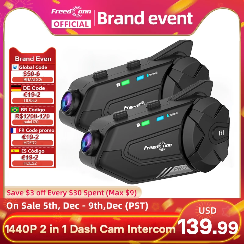 Freedconn r1 pro bluetooth capacete da motocicleta interfone fone de ...