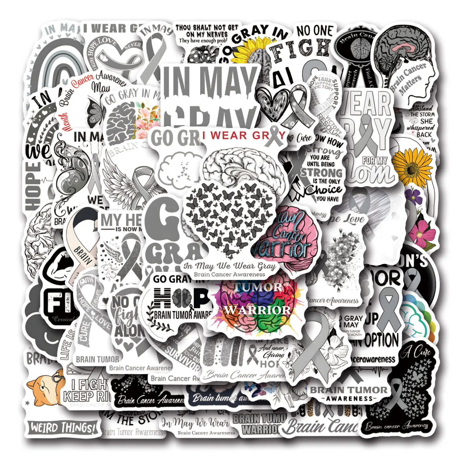 10-30-55PCS-Brain-Tumor-Awareness-Stickers-Cartoon-Sticker-Gray ...