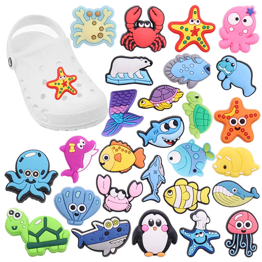 Hot-Sales-1Pcs-PVC-Fish-Crab-Starfish-Penguin-Shark-Shoe-Buckle-Charms ...