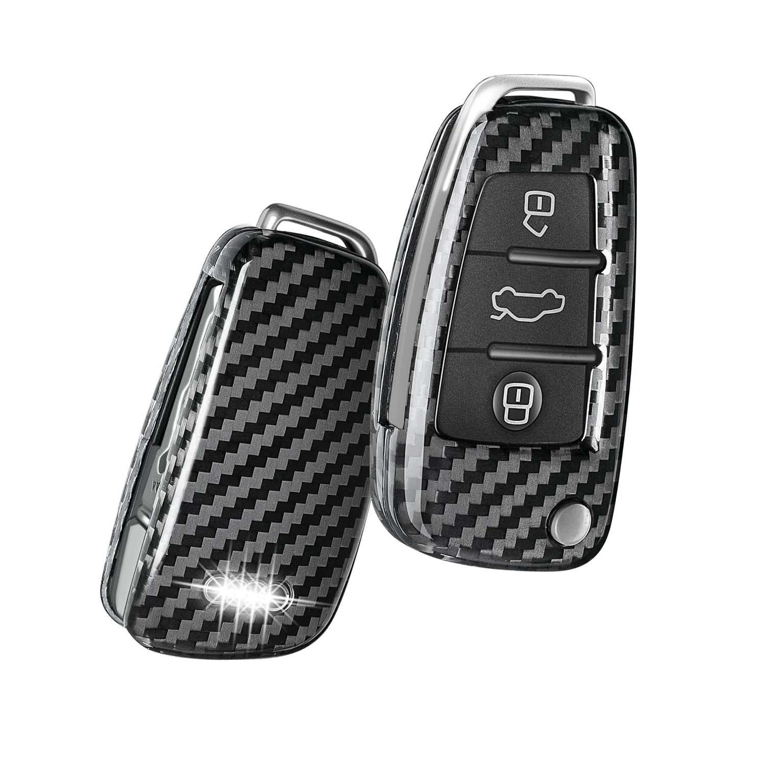 Key Shell for AUDI Q3, Carbon Fiber Key Fob Cover Case Protector for ...
