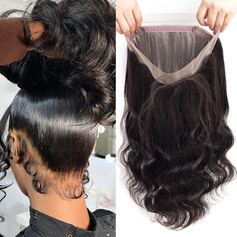 360 Lace Frontal Brazilian Body Wave Human Hair Straight Pre plucked ...