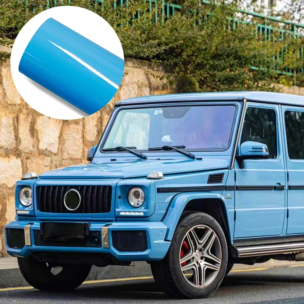 Gloss Light Blue Car Wrap Sticker Color Change Vinyl Film Bubble Free ...