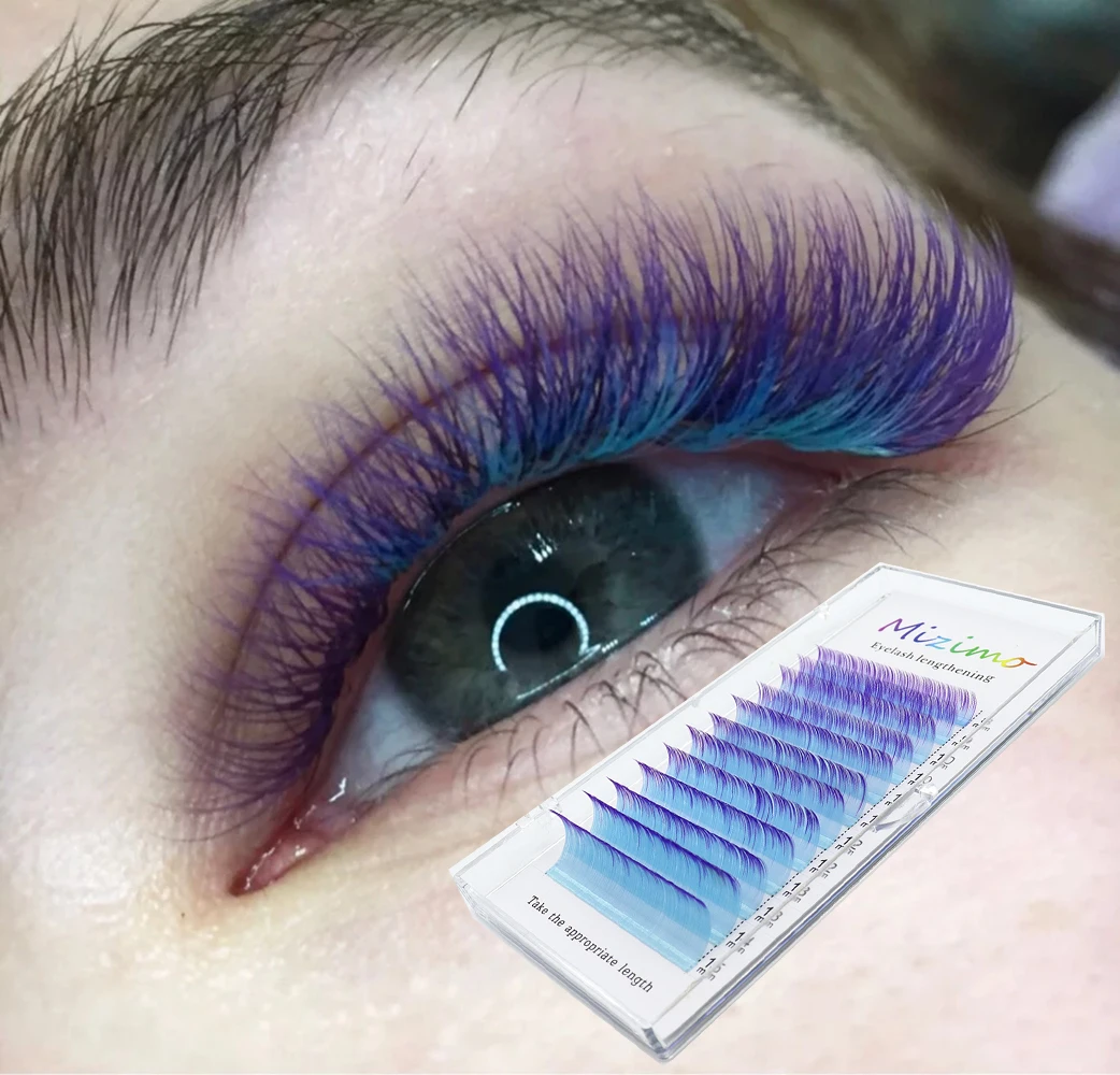 Two-color-Gradient-Color-False-Eyelashes-Blue-Purple-Yellow-0-07-Mixed ...