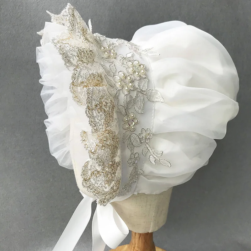 Victorian Bonnet Ruffles Village Cap Lolita Girl Maid Cosplay Bow Lace ...
