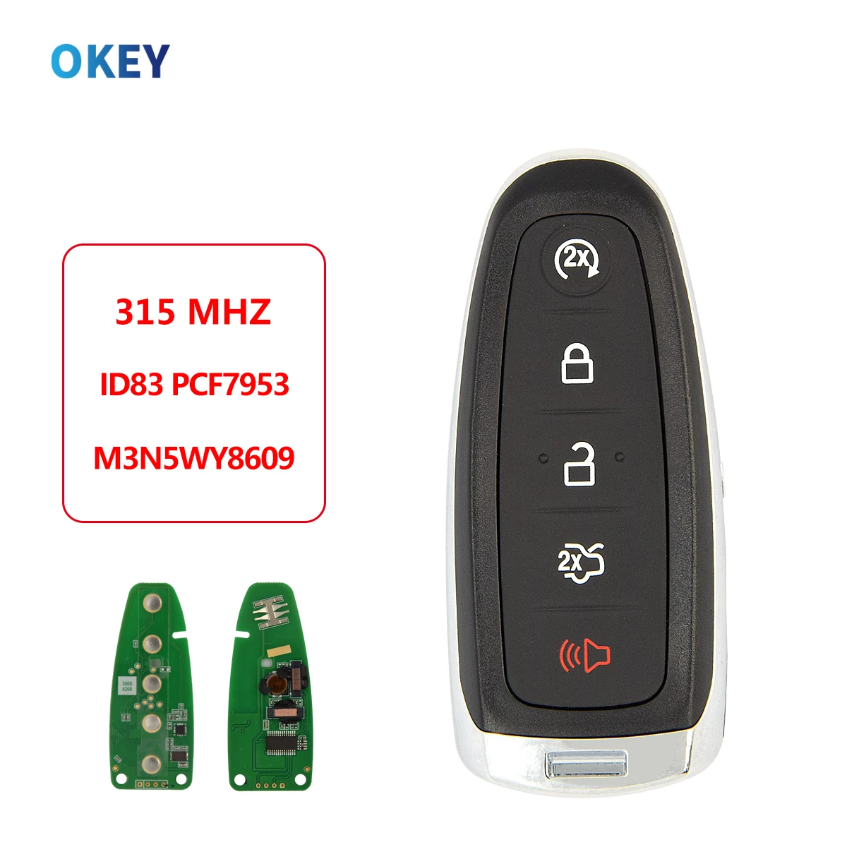 Okey Remote Car Key 315mhz Id83 Chip For Ford Explorer Edge Flex C-max ...