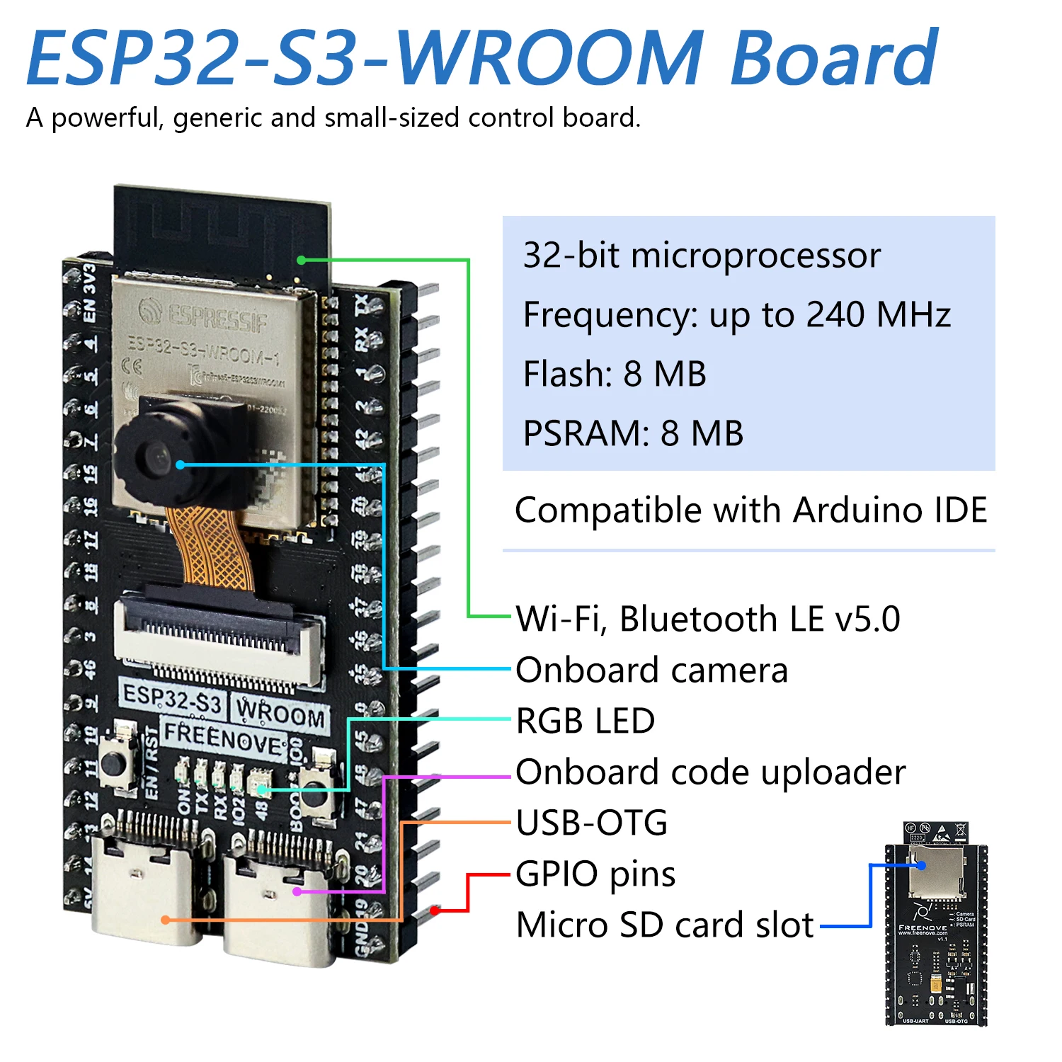 Freenove Esp32 S3 Wroom Cam Board Compatible With Arduino 60 Off