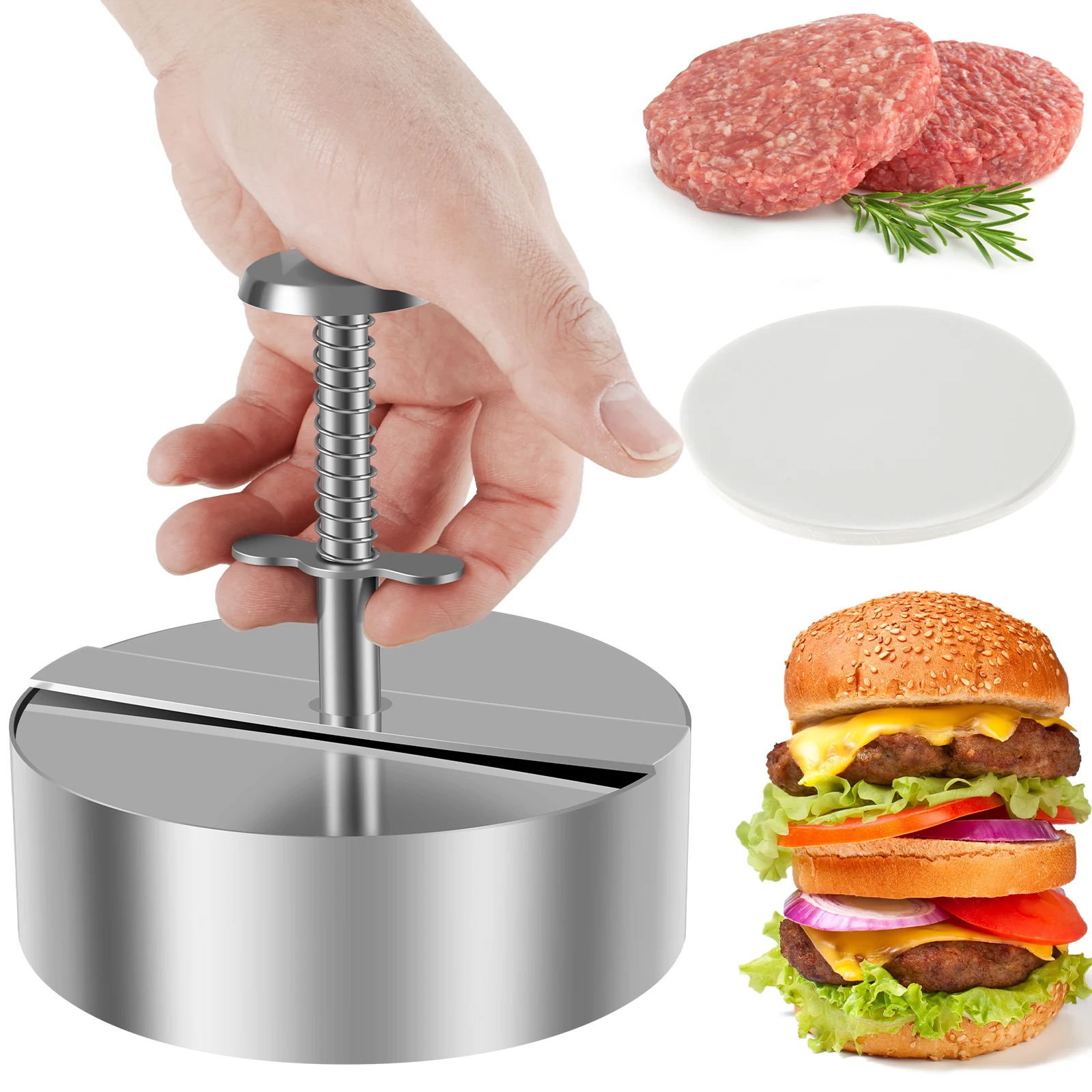 Hamburger-Press-Stainless-Steel-Adjustable-Thickness-Hamburger-Press ...