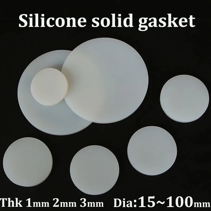 Silicone Solid Gasket White Round Rubber Sheet Thk 1mm 2mm 3mm Silicone ...