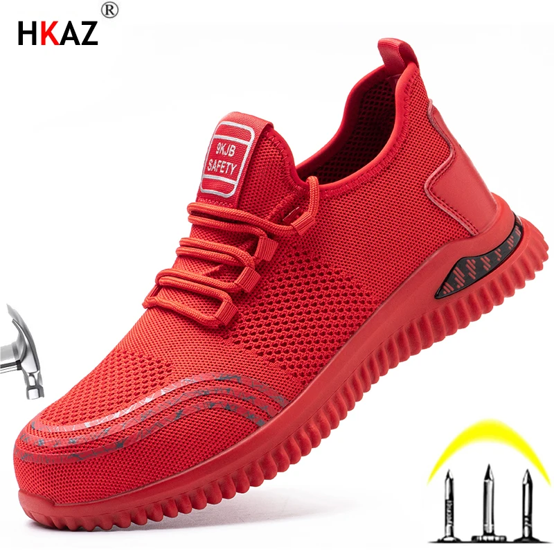 HKAZ-Red-Green-Black-for-Women-Men-Boots-Breathable-Safety-Shoes ...