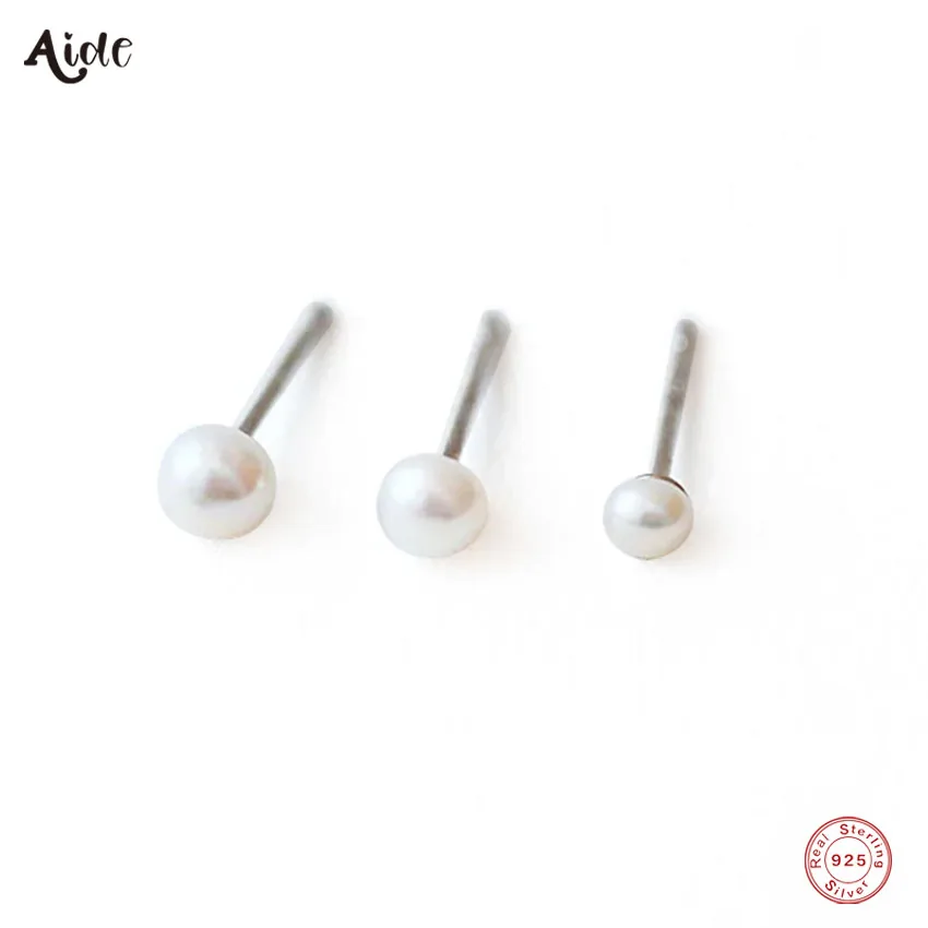 Aide 925 Sterling Silver 3pcs/set 3/4/5mm Round Imitation Pearl Bead ...