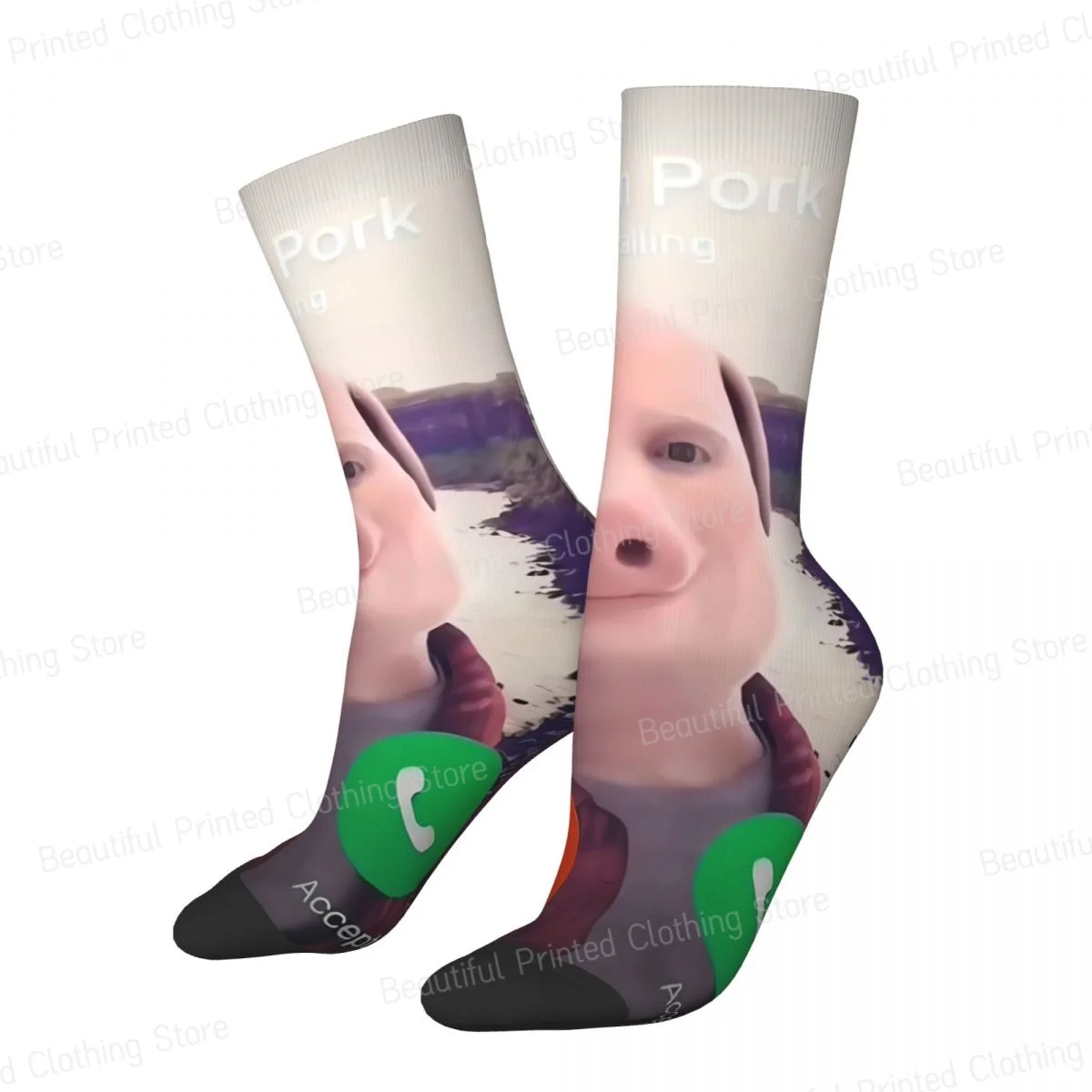 John Pork Is Calling Unisex Four Seasons Socks Outdoor Happy Crew Socks ...
