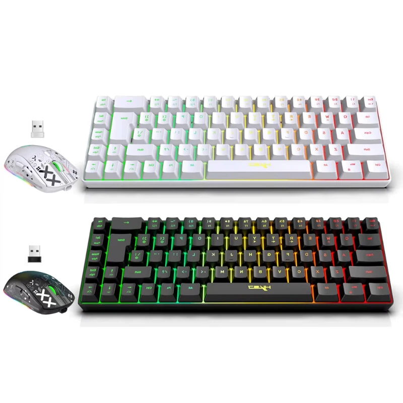 B-M HXSJ V200 Wired Membrane Keyboard RGB LED Backlight Gaming Keyboard ...