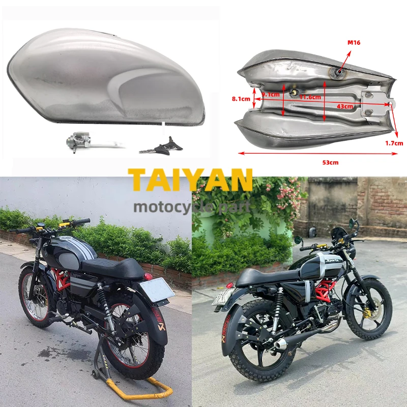 Unpainted-Universal-Motorcycle-Gas-Fuel-Tank-11L-Oil-Box-Raw-Bare-Metal ...
