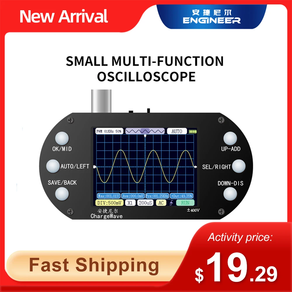 Digital Handheld Oscilloscope 2.5MHz Sample Rate 500KHz Bandwidth ...