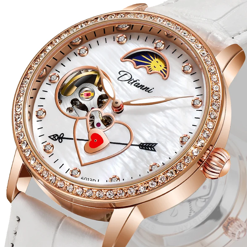 Rose-Gold-Case-Women-Automatic-Mechanical-Watches-Diamond-Cupid-Arrows ...