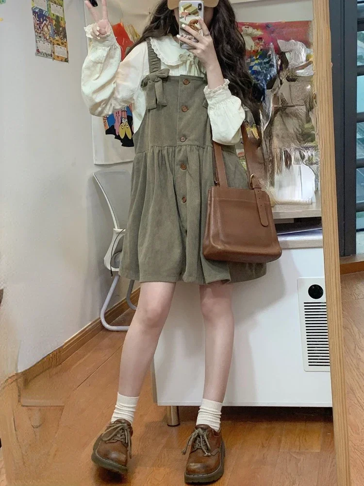 Preppy-Style-Matching-Sets-Peter-Pan-Collar-Puff-Sleeve-Shirts-Bow ...