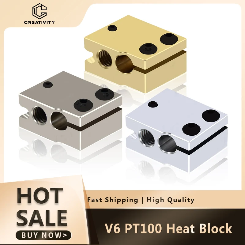 1PC V6 Heated Block Copper Plated Brass Aluminium Heating Blocks For ...