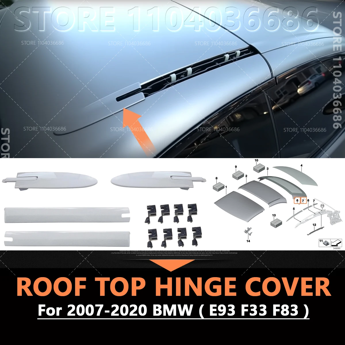 2007-2020 BMW 328i 335i 428i 430i 435i 440i M3 M4 컨버터블 루프 탑 힌지 커버 ...