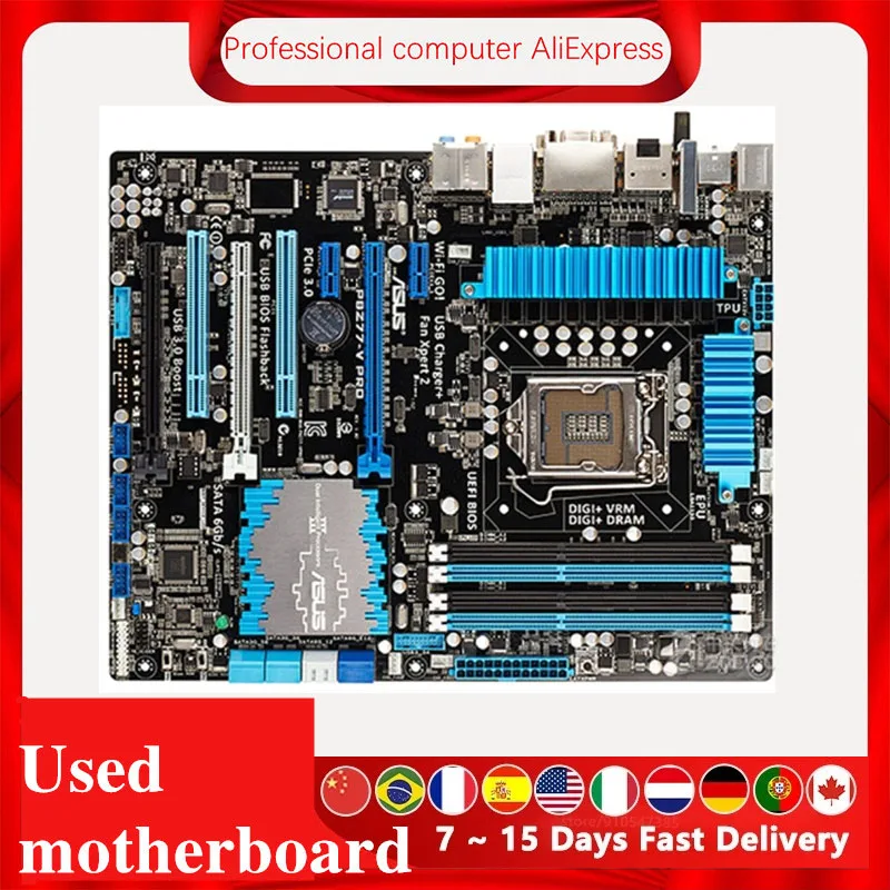 Usado para asus P8Z77 V pro computador placa mãe lga 1155 ddr3 para intel z77 p8z77 desktop ...