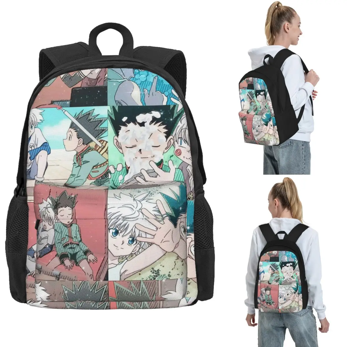 Gon And Killua HxH Hunter Hunter Backpacks Boys Girls Bookbag Large ...