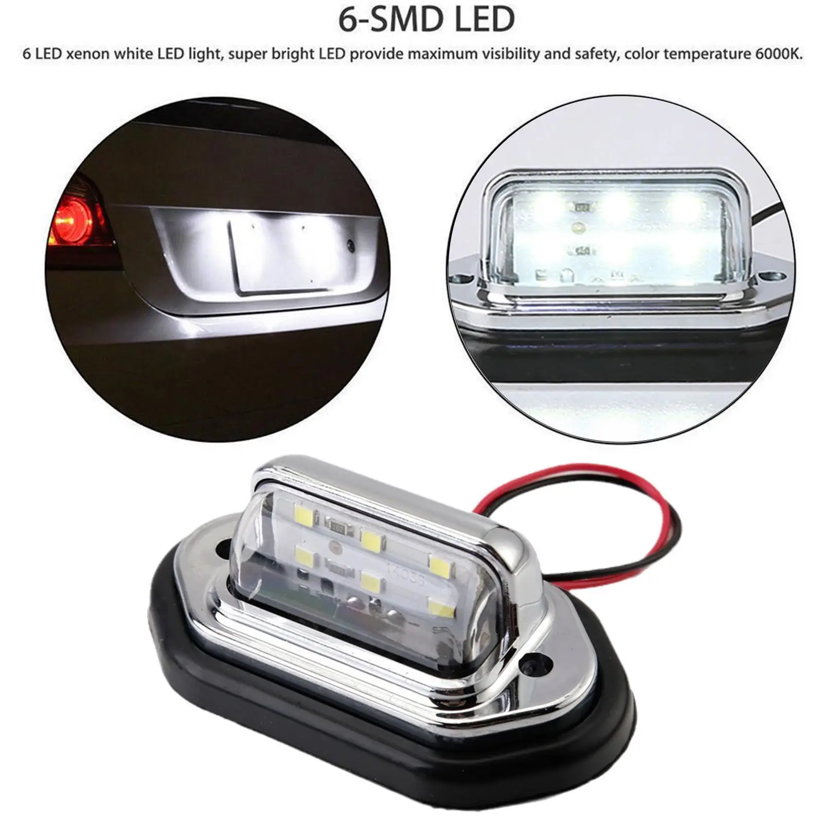 1pcs-12V-24V-6-LED-Car-License-Plates-Light-For-SUV-Truck-Trailer-Van ...