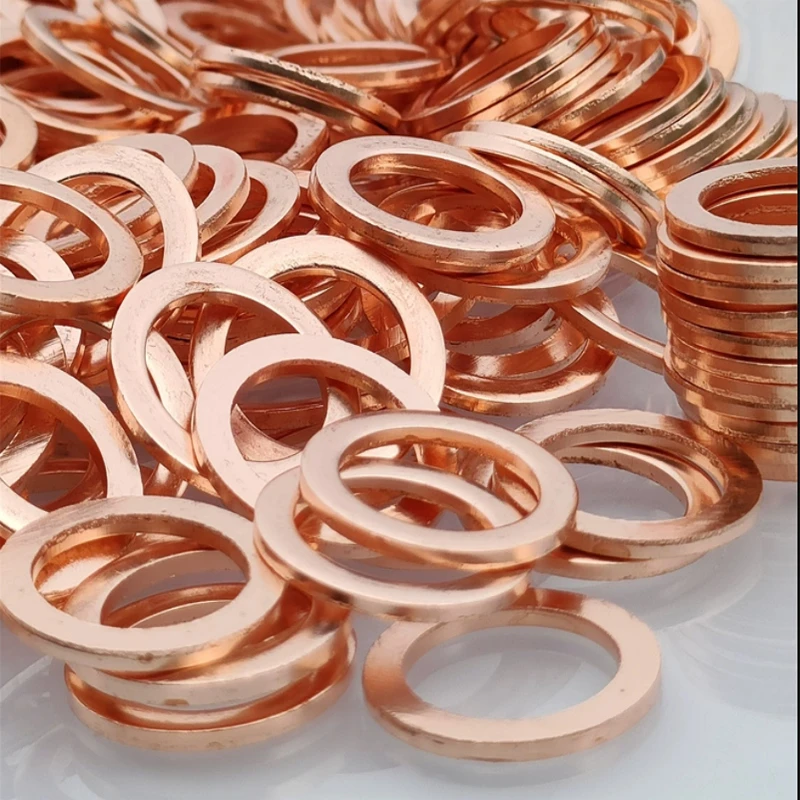30pcs Copper Washers Set Solid Gasket Sump Plug Oil Shim Flat Ring Seal ...