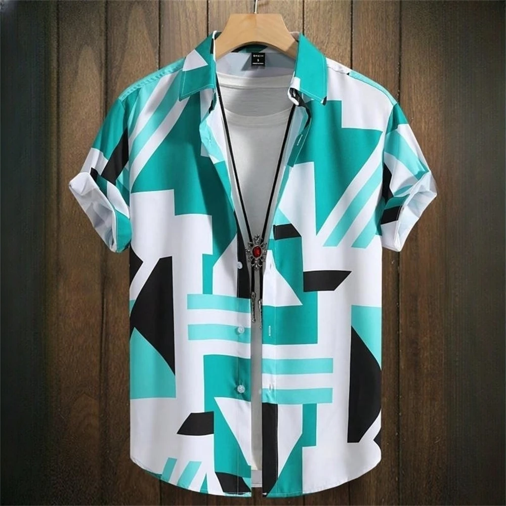 Simple Men's Shirts 3d Patchwork Printing High-Quality Men's Clothing ...
