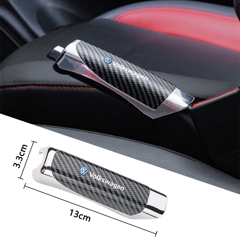 Carbon Fiber Car Leather Handbrake Cover Protective Sleeve Hand Brake ...