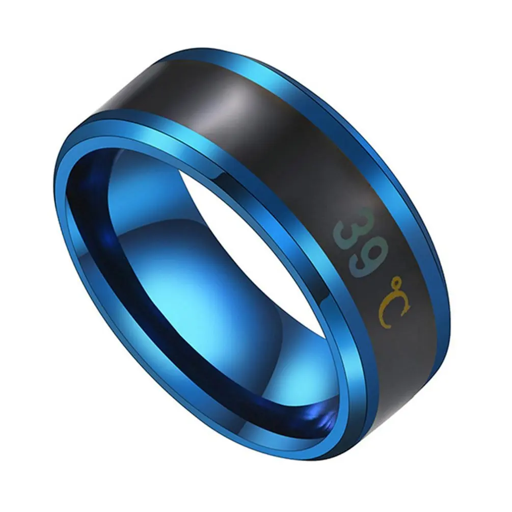 New Smart Sensor Body Temperature Ring Stainless Steel Fashion Display ...