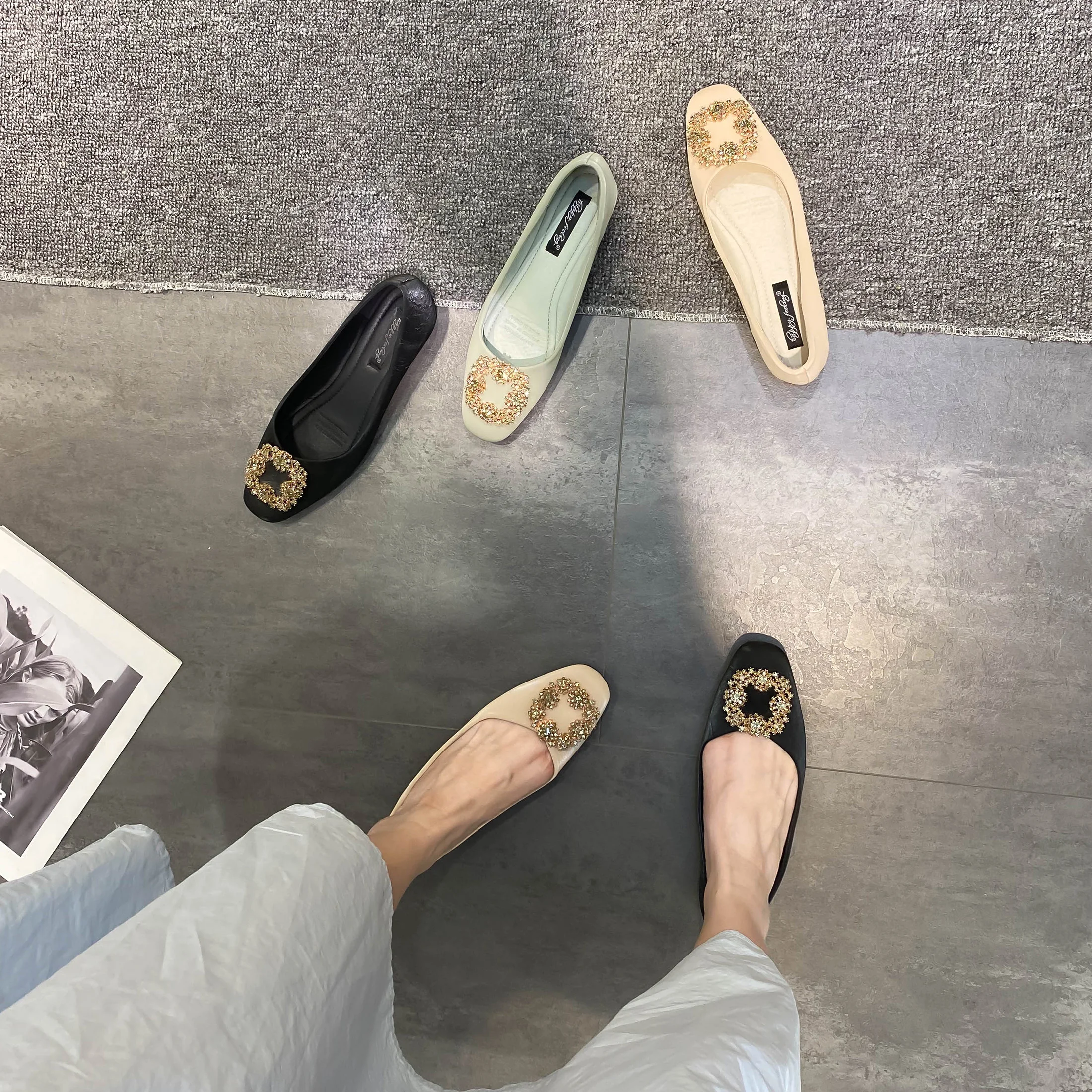 Large-Size-Flat-Shoes-Women-s-New-Spring-summer-Versatile-Black-Work ...