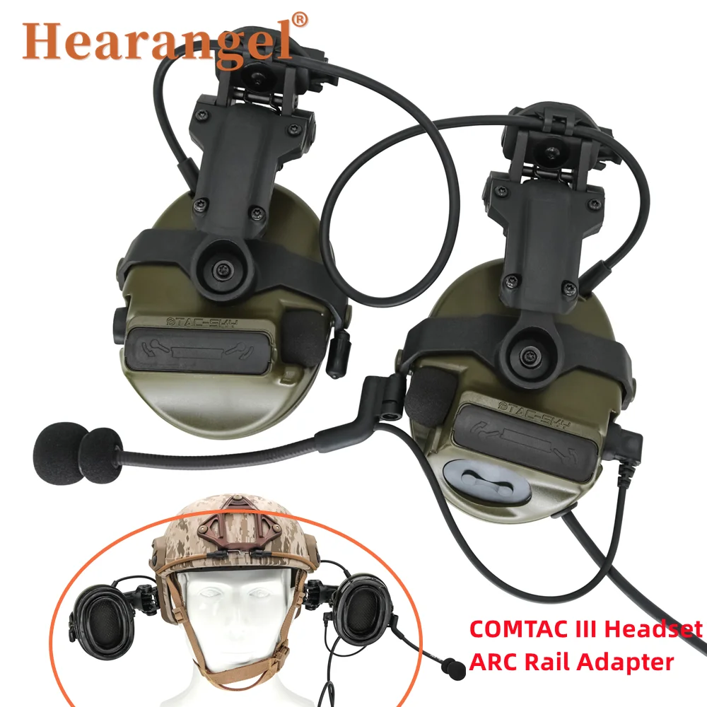 Tactical Headset Comtac III FAST Helmet ARC Rails Silicone Earmuffs Noise Cancelling Pickup ...
