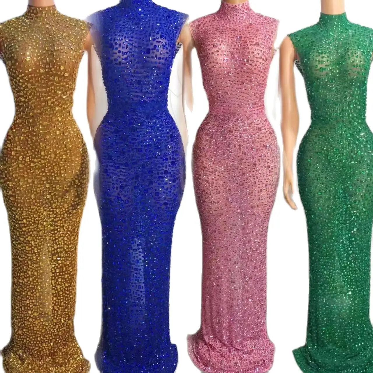 Piscando-Multi-cor-Strass-TransparentDress-anivers-rio-comemorar-baile-de-festa-fantasiaMulheres ...