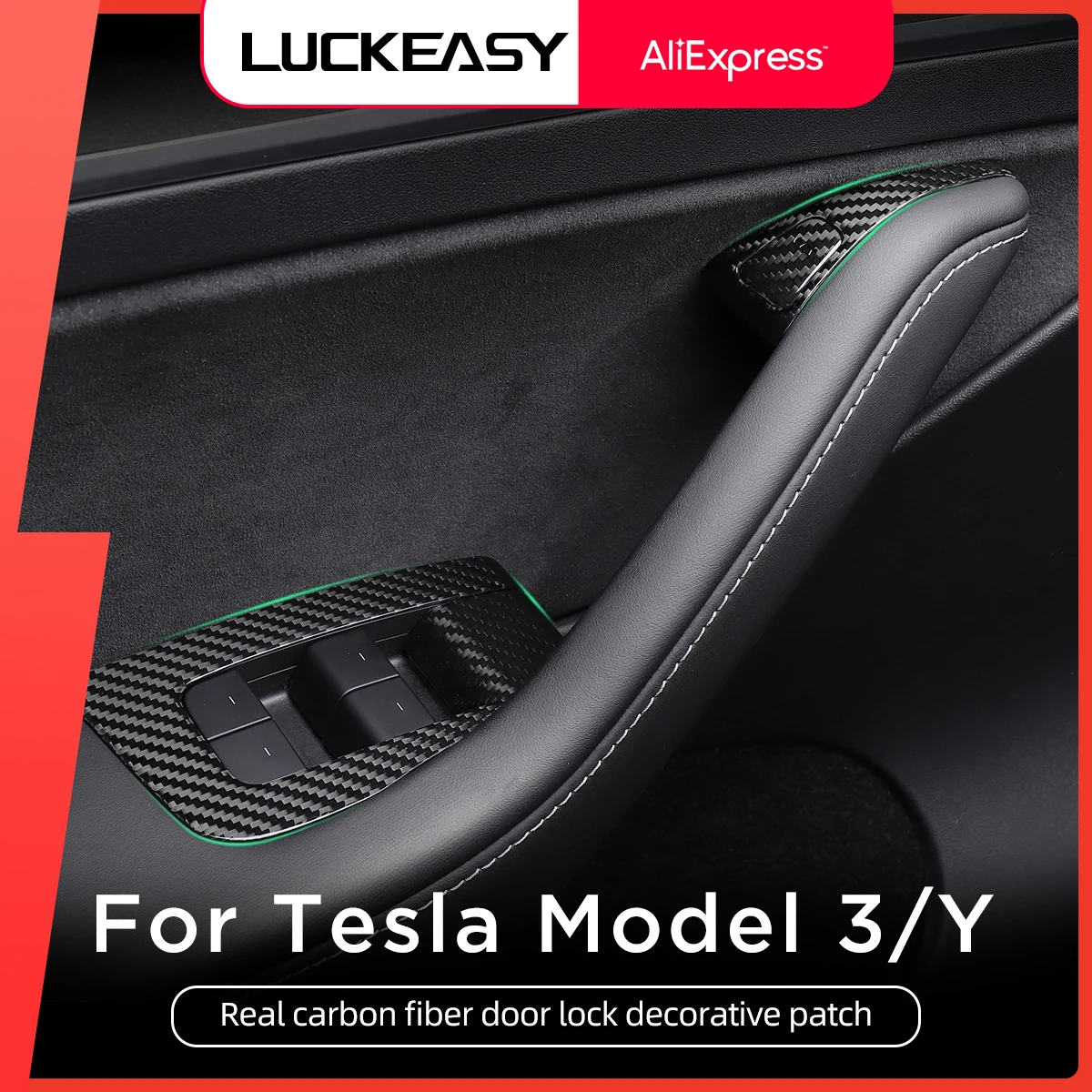 For Tesla Model 3 Model Y Car Window Button Carbon Fiber Decorative ...