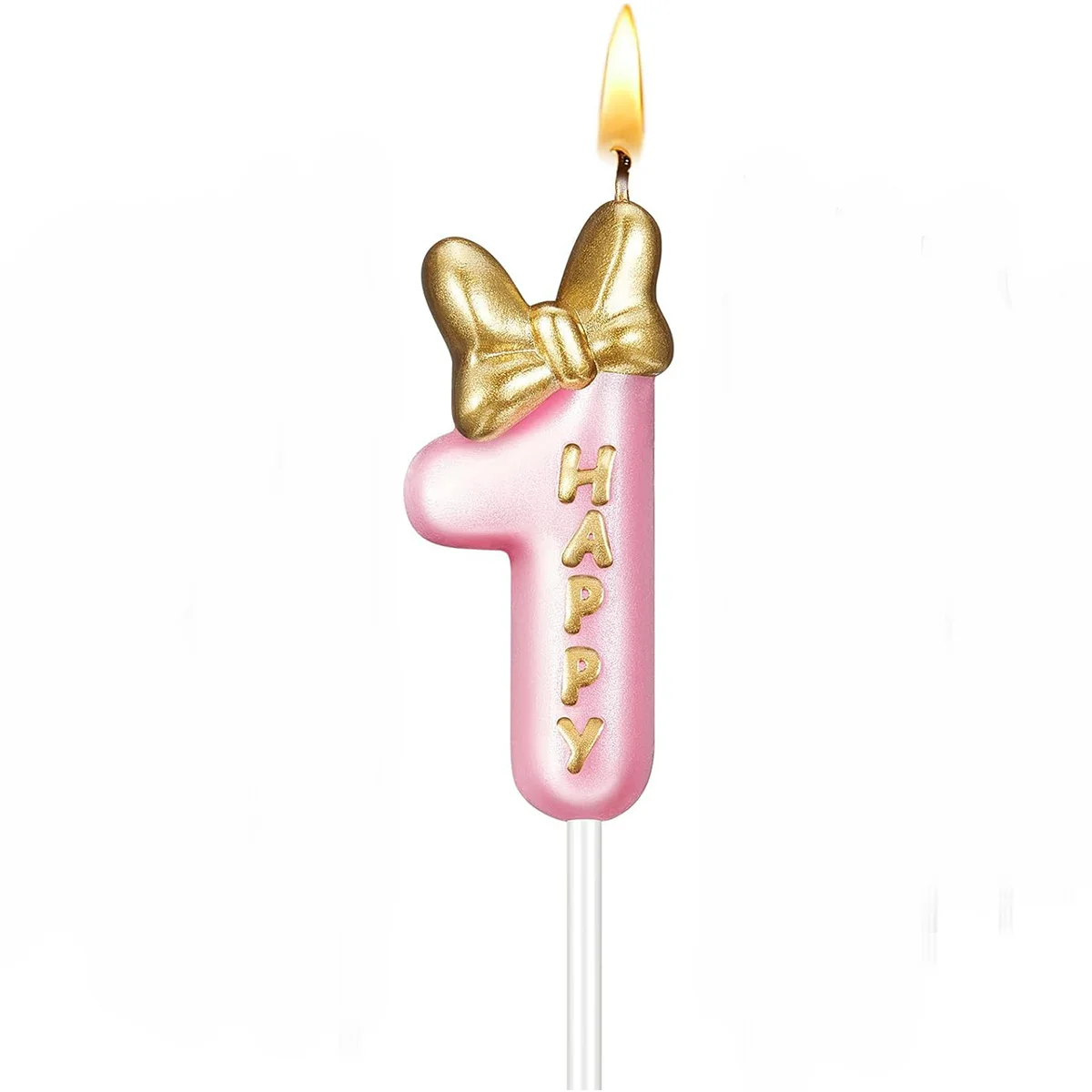 Number1 Pink Birthday Candle Girl Number Birthday Cake Topper Cupcake ...