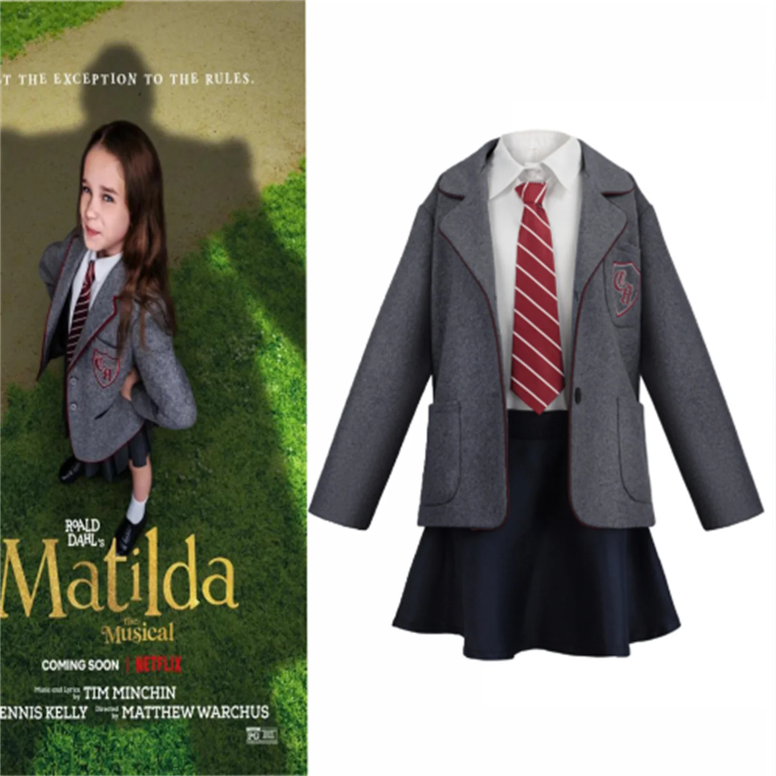 Matilda-the-Musical-Cosplay-Gray-Costume-School-Girl-Dress-Skirt-Tie ...