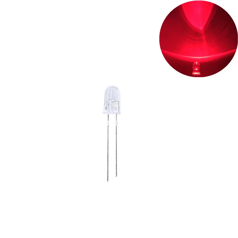 100pcs Transparent F5 5mm Red Round super bright LED Light Lamp ...