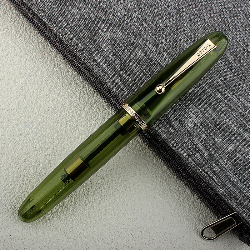 Jinhao-9019-Fountain-Pen-Limited-Heartbeat-F-Nib-Olive-Green-Transparent-Barrel-for-Calligraphy ...