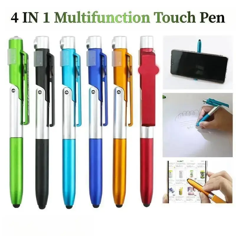 4-in-1-Multifunktions-Touch-Stift-Kugelschreiber-mit-LED-Licht-klappbarer-St-nder-f-r ...