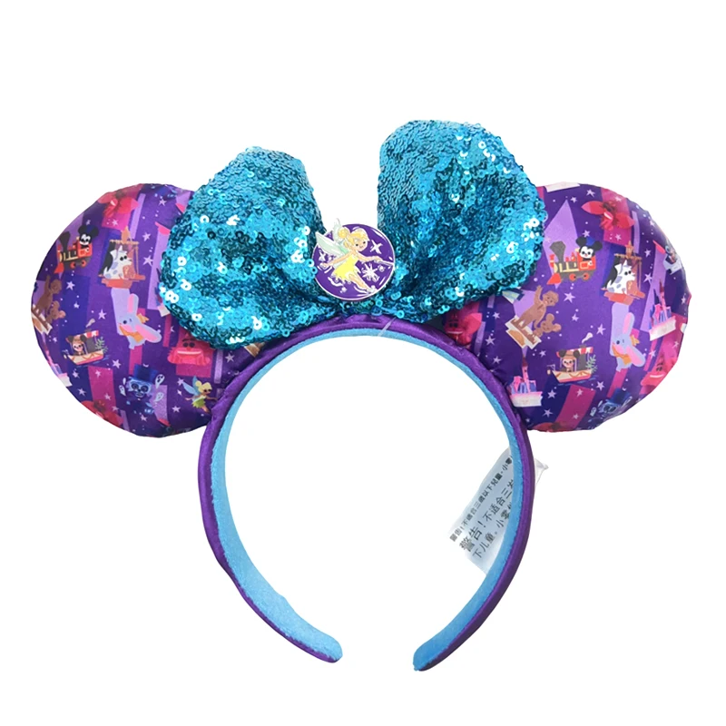 Disney Tinker Bell Mickey Mouse Headband Cartoon Ears Sequin Bow Metal ...