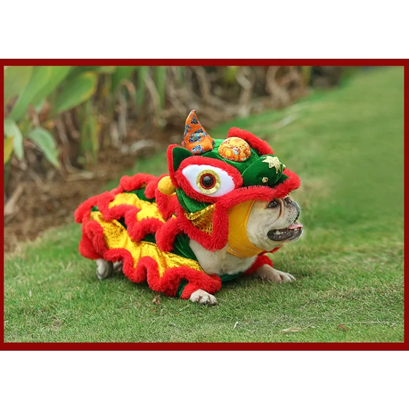 Lion Dance Dog Costume Funny Dragon Costume for Frenchie Teddy Poodle ...