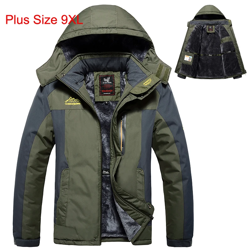 Plus Size 8XL Outdoor Winter Hooded Climbing Camping Hiking Jackets ...